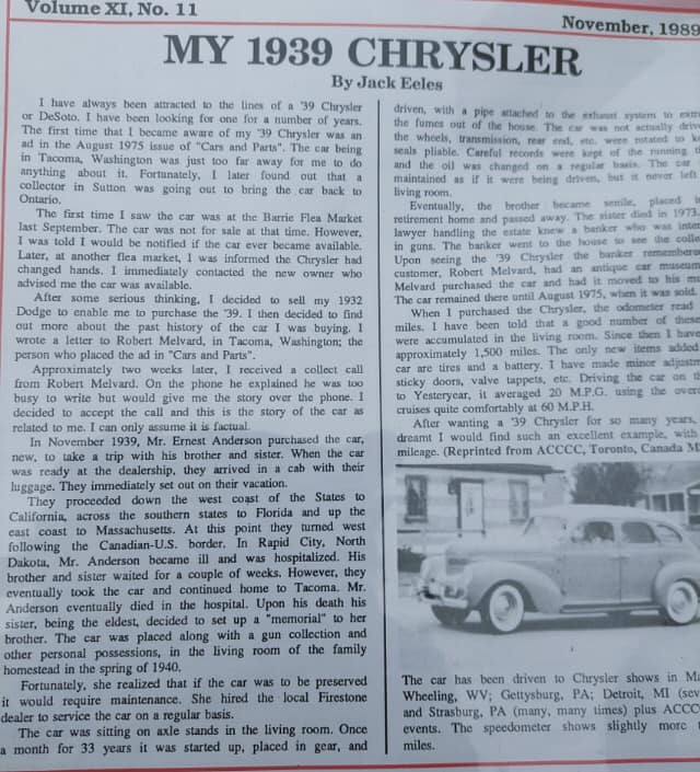 1939 Chrysler – ️Ken Eeles – Country Cruizin'